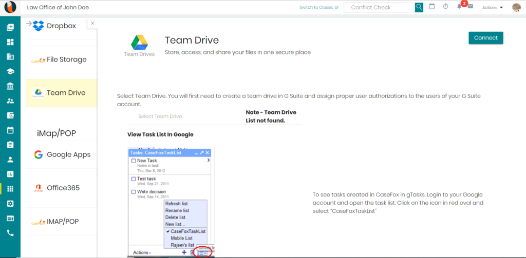 Google Drive integration with Best Law Firm Software | CaseFox
