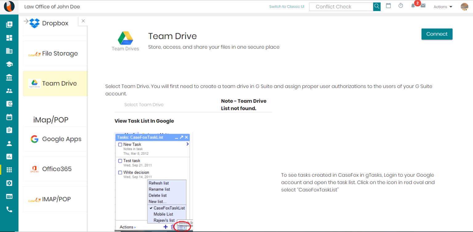 Google Drive integration with Best Law Firm Software | CaseFox