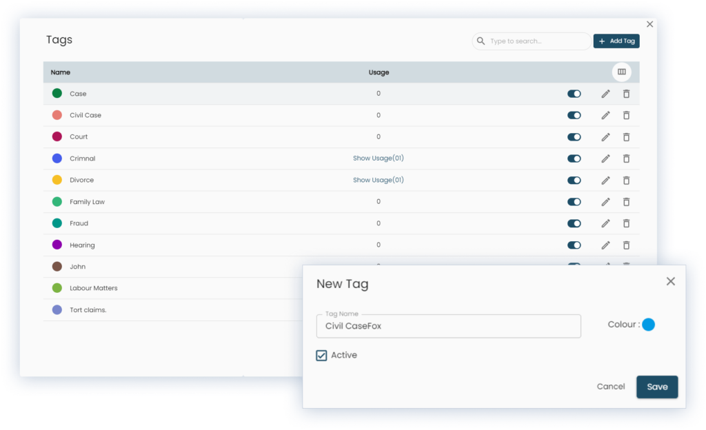 CaseFox Legal Software: Custom Tagging for Law Firms